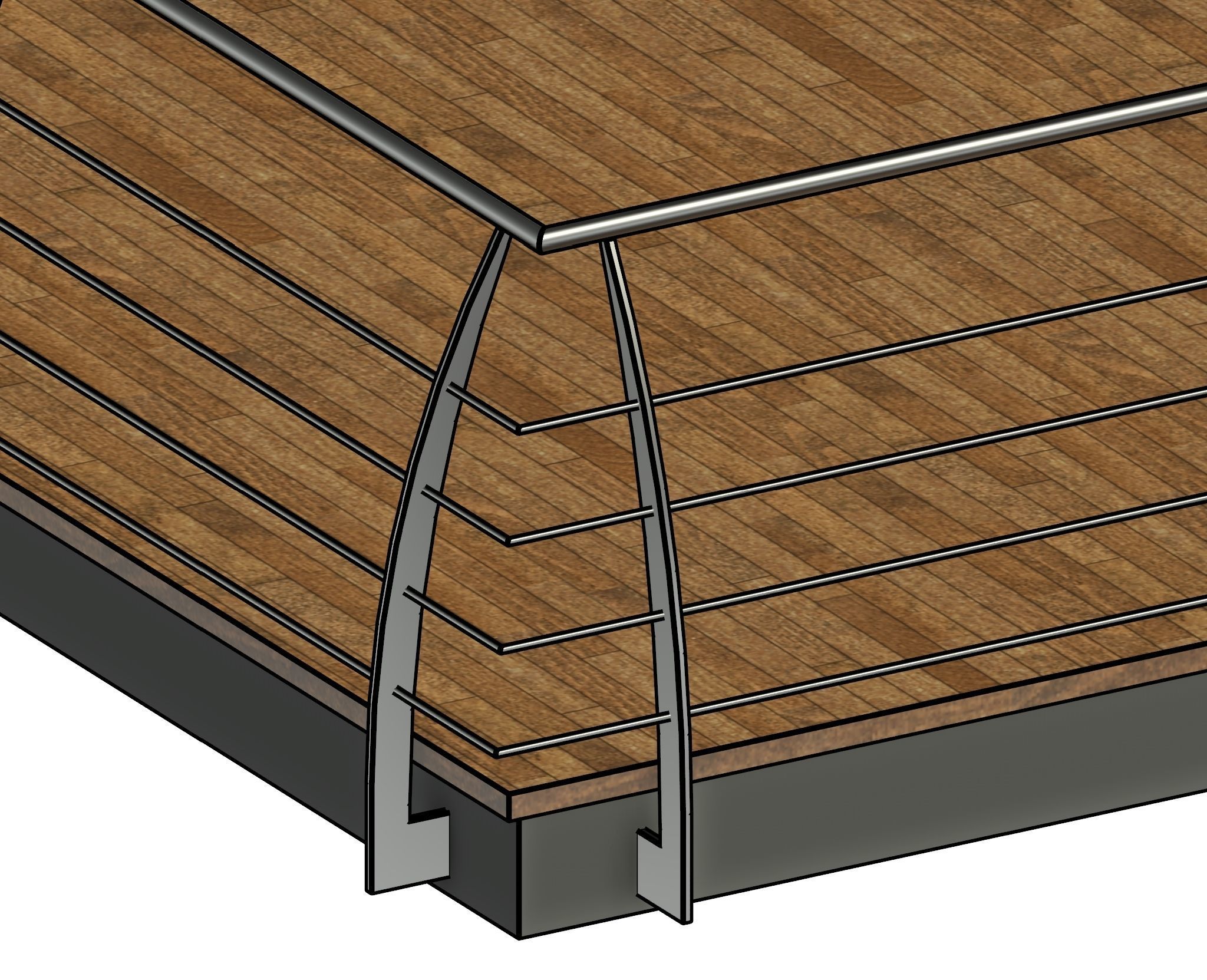 curved post metal railing free 3D model | CGTrader