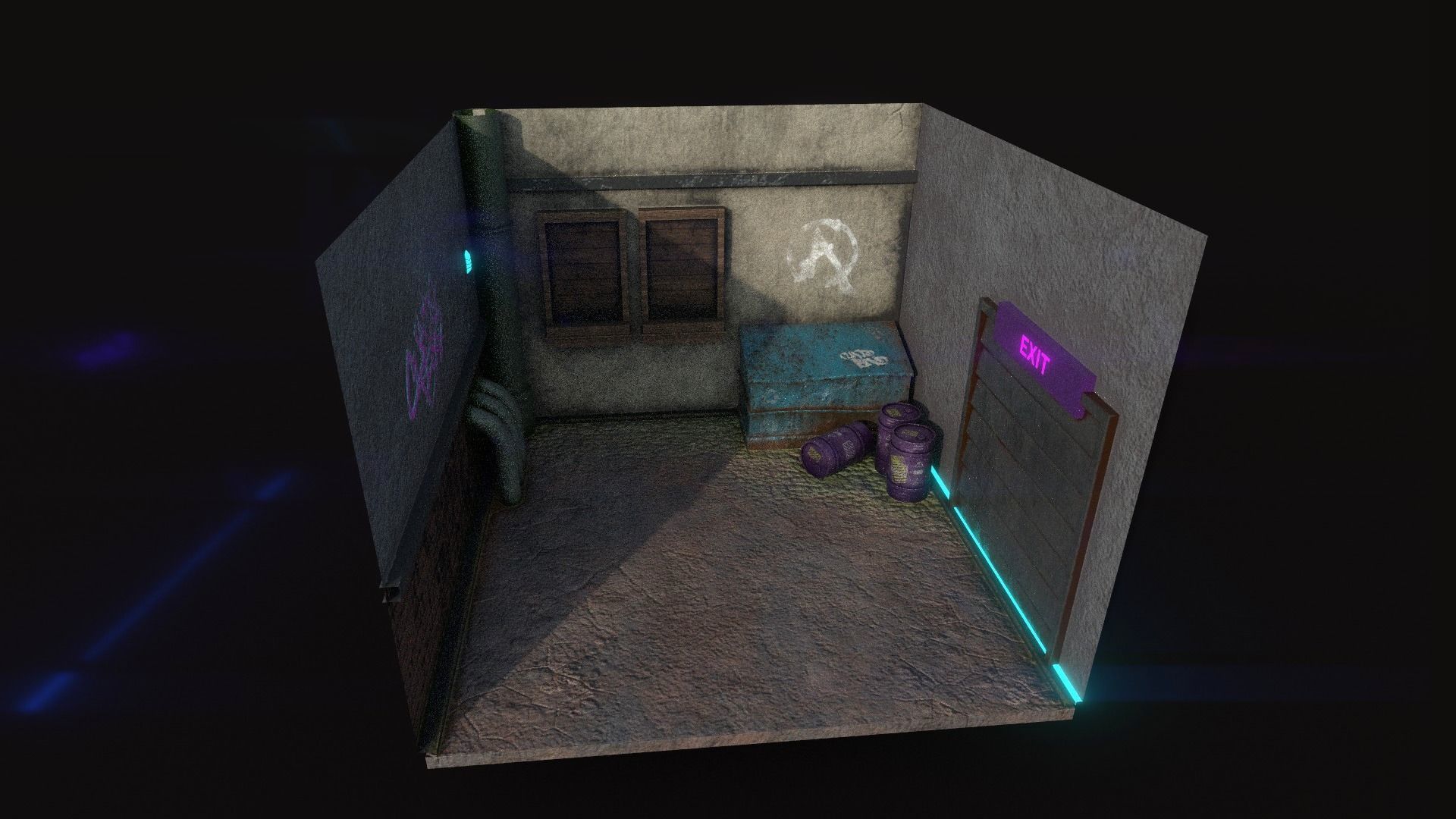 3D model Back Alley Backdrop - Neon Cyberpunk Scenery - Full Perm VR ...