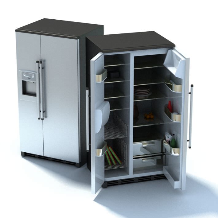 Grey Compact Refrigerator 3D model | CGTrader