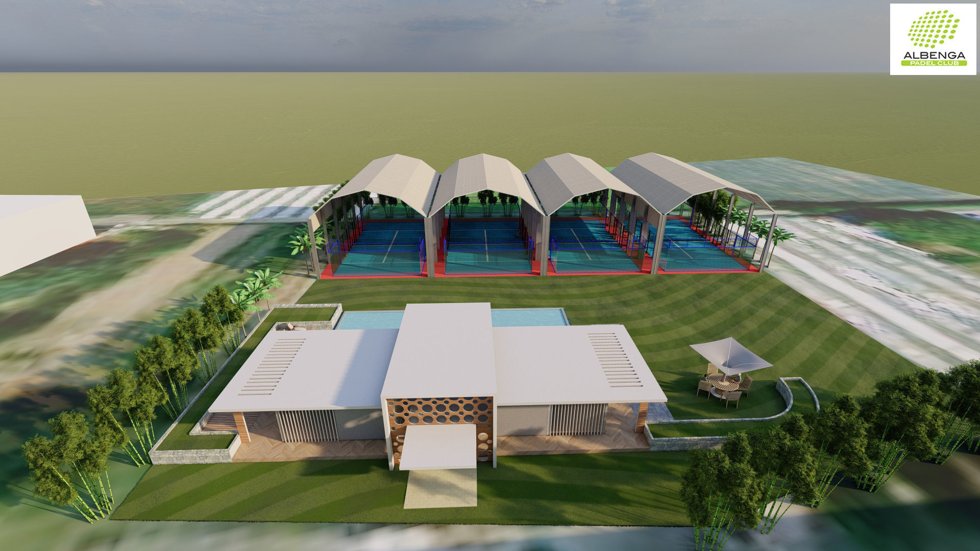 Padel Court along with a Club House 3D Model 3D model | CGTrader