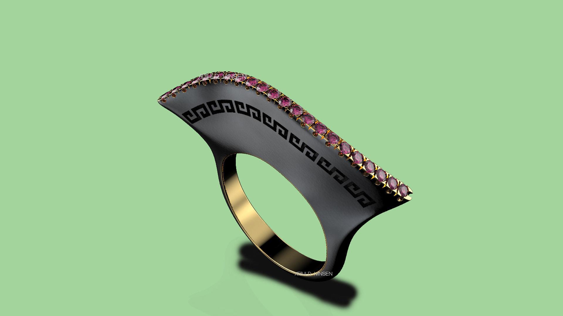 3D model Twist Plate Ring with Greek Ornament 3D model 3D printable ...