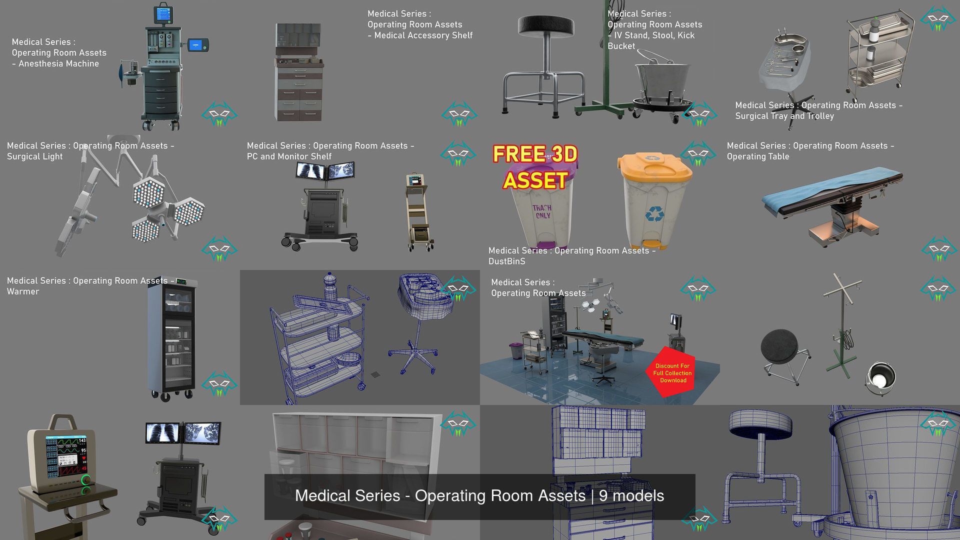 3D Model Collection Medical Series - Operating Room Assets VR / AR ...