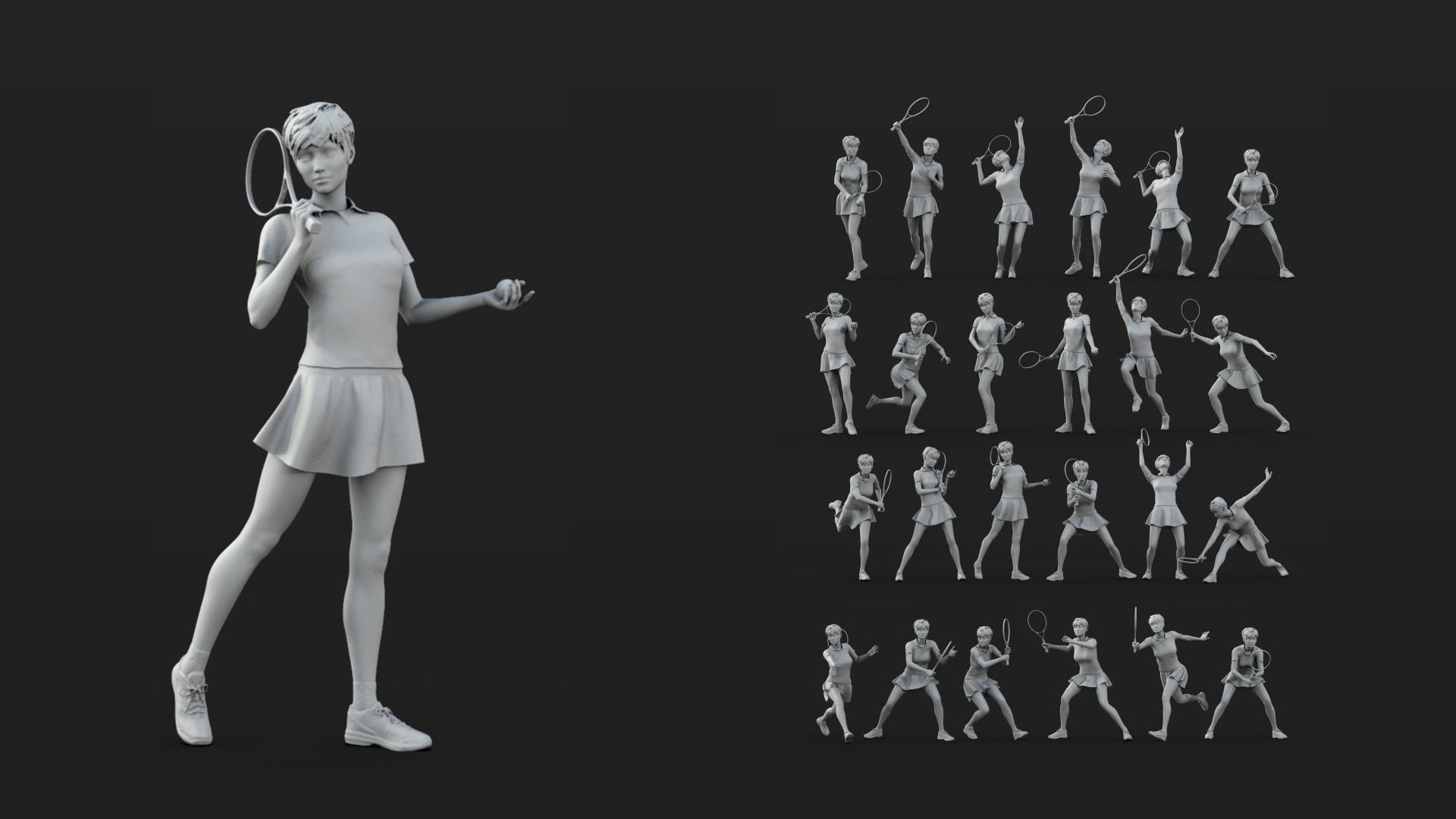 24 Tennis figures 3D model | CGTrader
