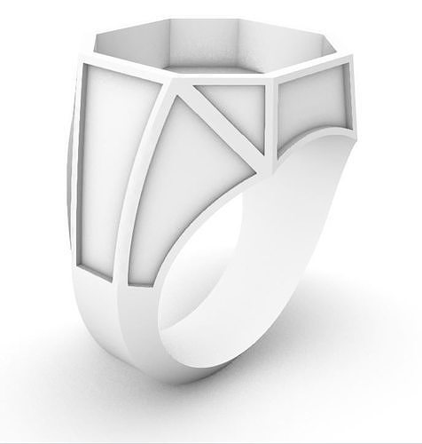 Signet Ring polygon Shape free 3D model 3D printable | CGTrader