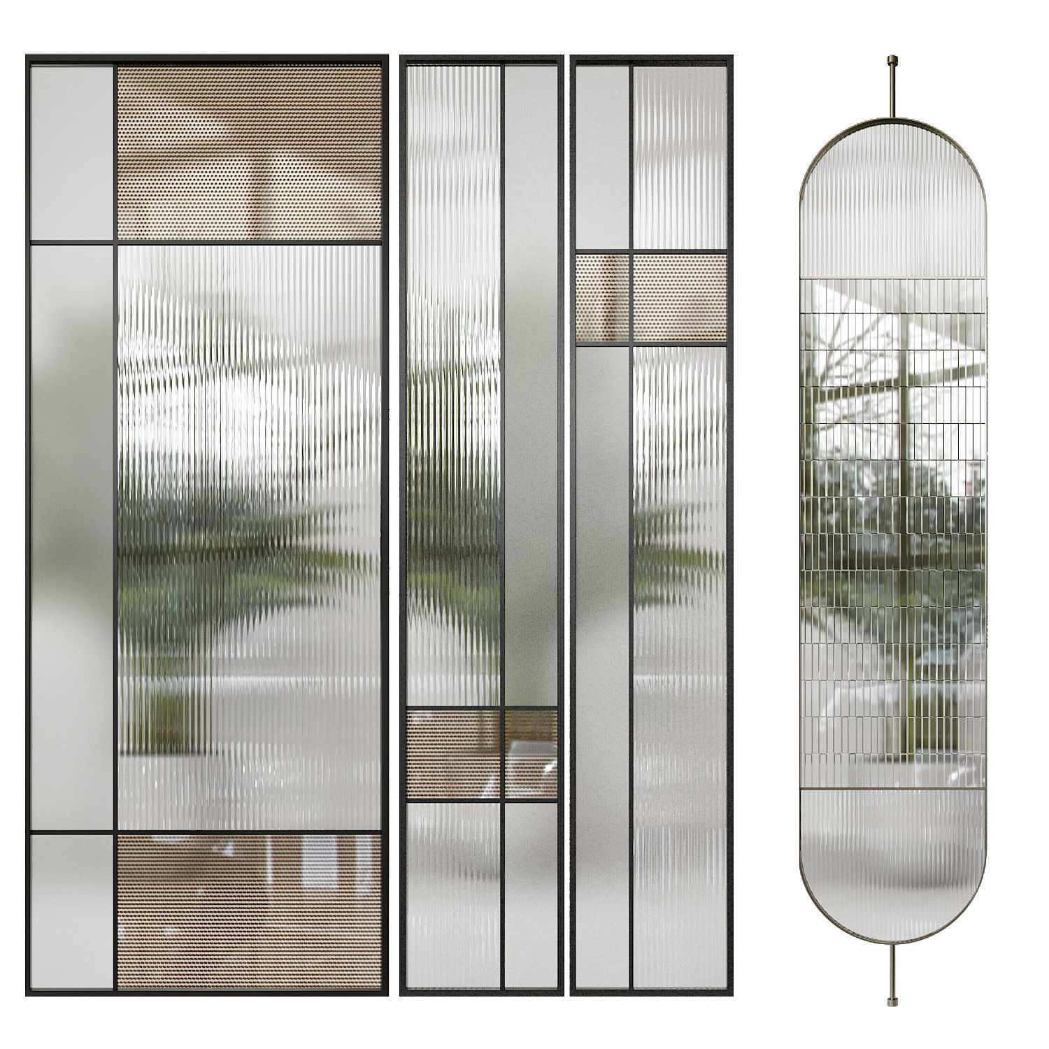 Partition pair of glass doors and mirror 3D model | CGTrader