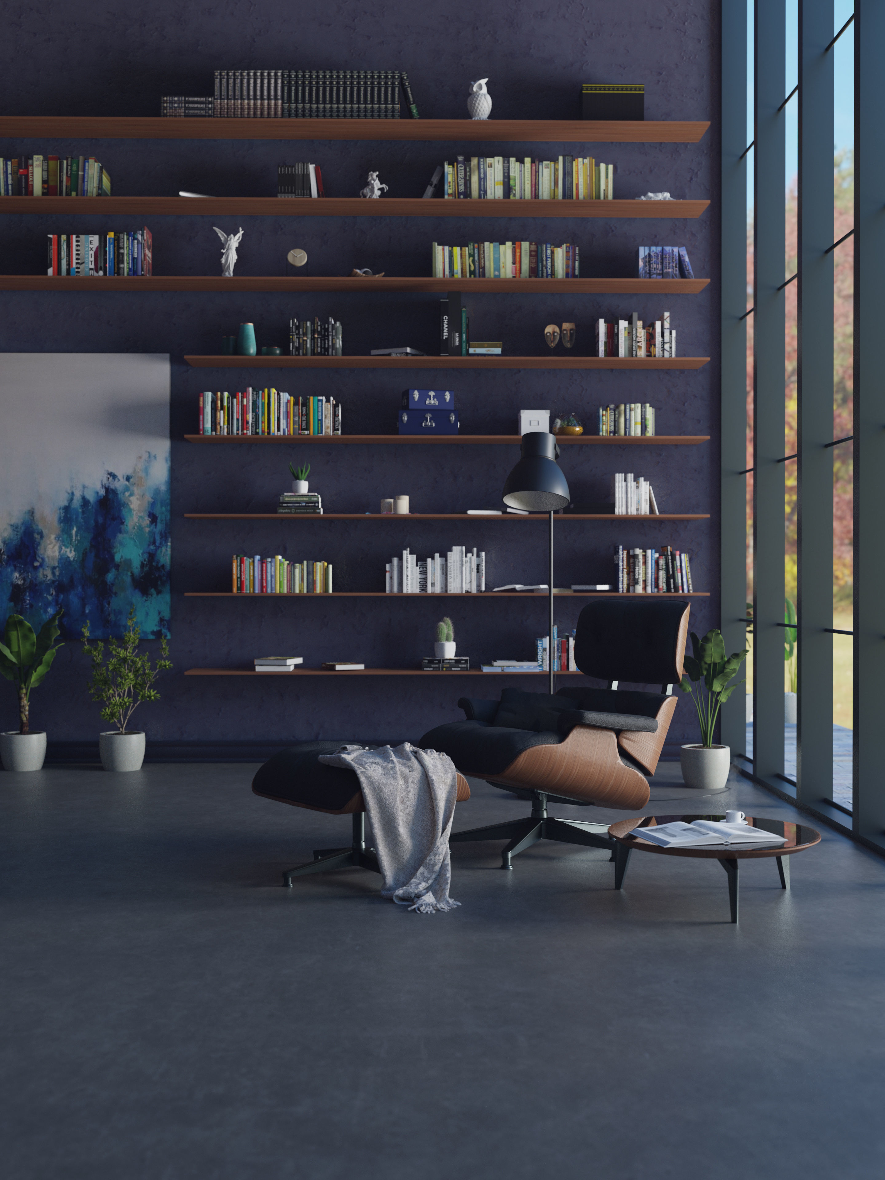 Eames Chair Library Scene 3D model | CGTrader