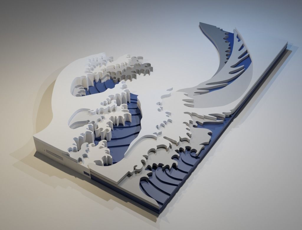 Kanagawa tsunami decoration 3D model 3D printable | CGTrader