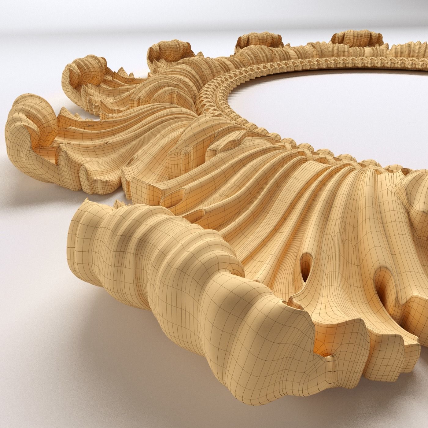 Carved round frame with acanthus leaves 3D model | CGTrader