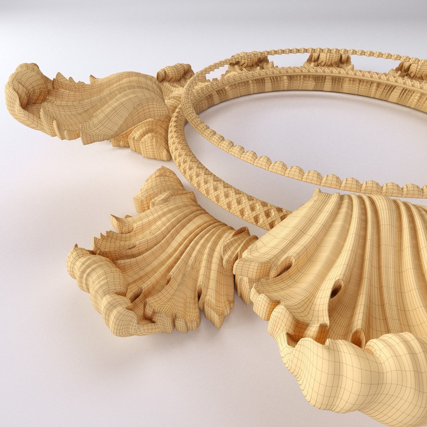 Carved round frame with acanthus leaves 3D model | CGTrader