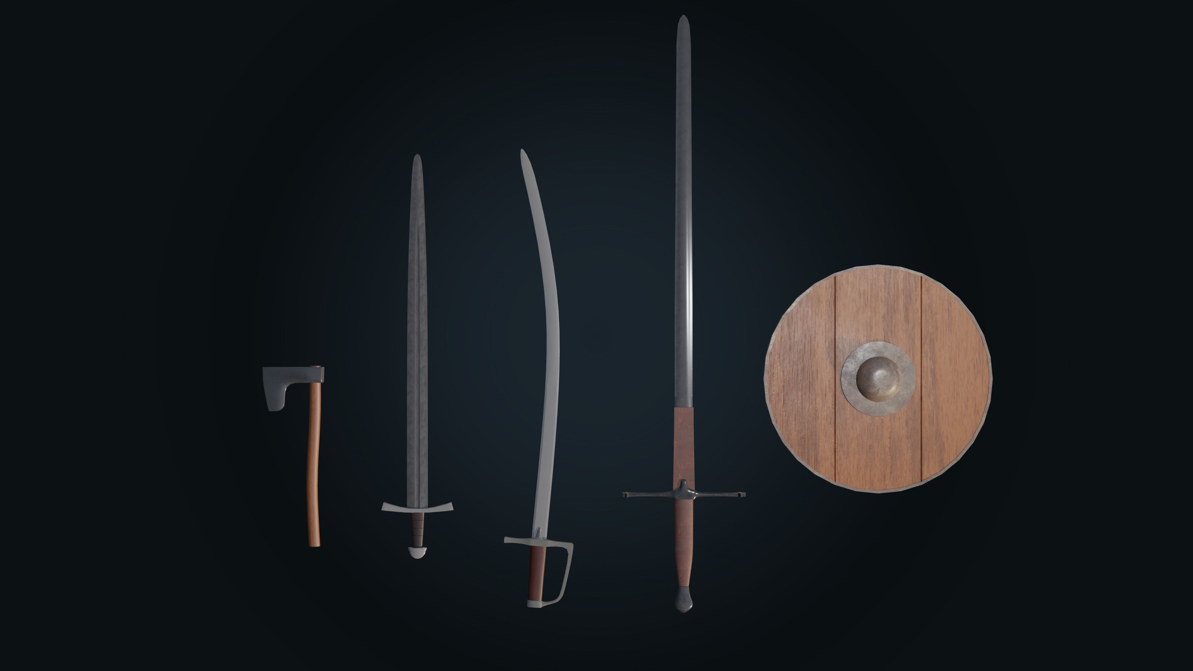 Medieval Weapons Collections Low Poly free VR / AR / low-poly 3D model ...