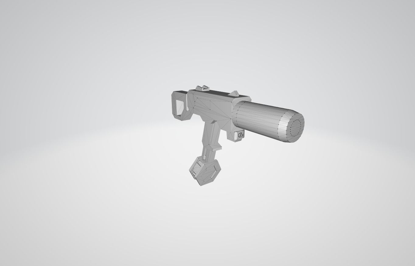 3D model Automatic submachine gun with a large magazine of ammunition ...