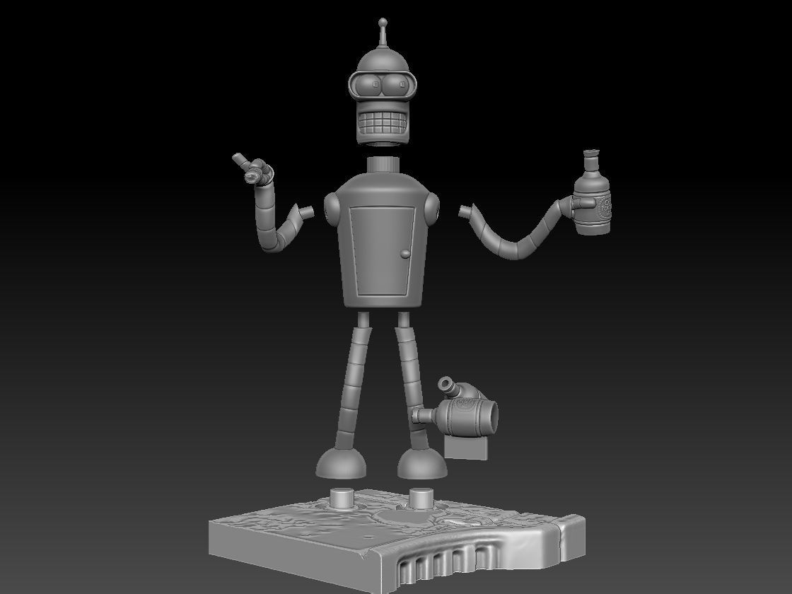 Drinking Bender statue from Futurama TV series 3D model 3D printable ...