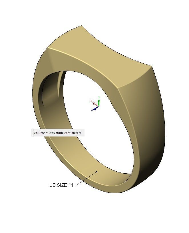 Concave sides rectangular signet ring 3D model 3D printable | CGTrader