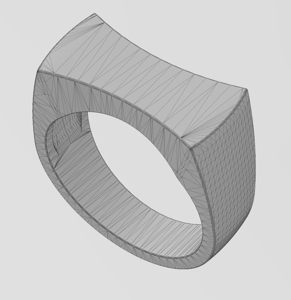 Concave sides rectangular signet ring 3D model 3D printable | CGTrader
