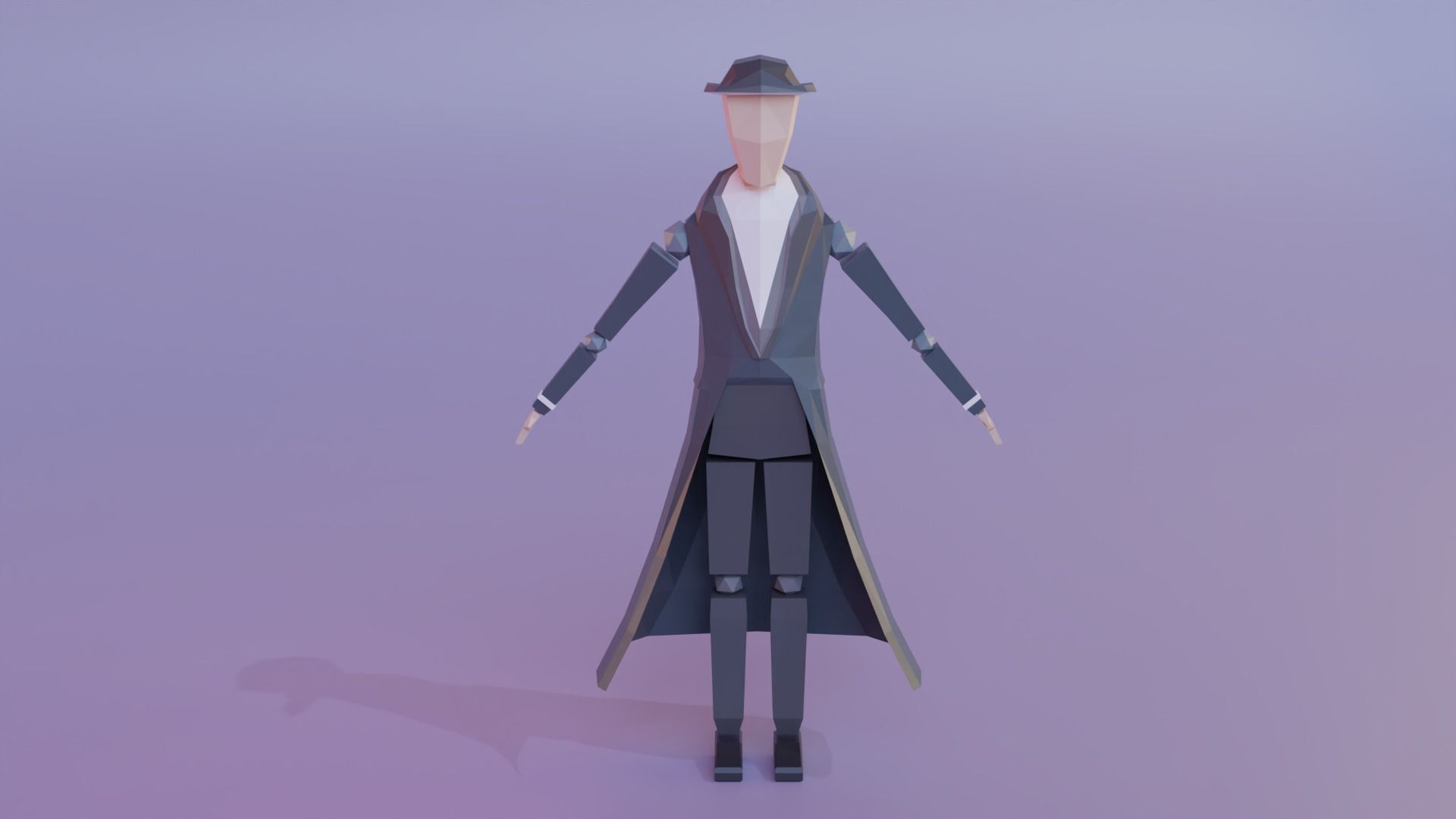 Low Poly Detective man in trench coat free VR / AR / low-poly 3D model ...