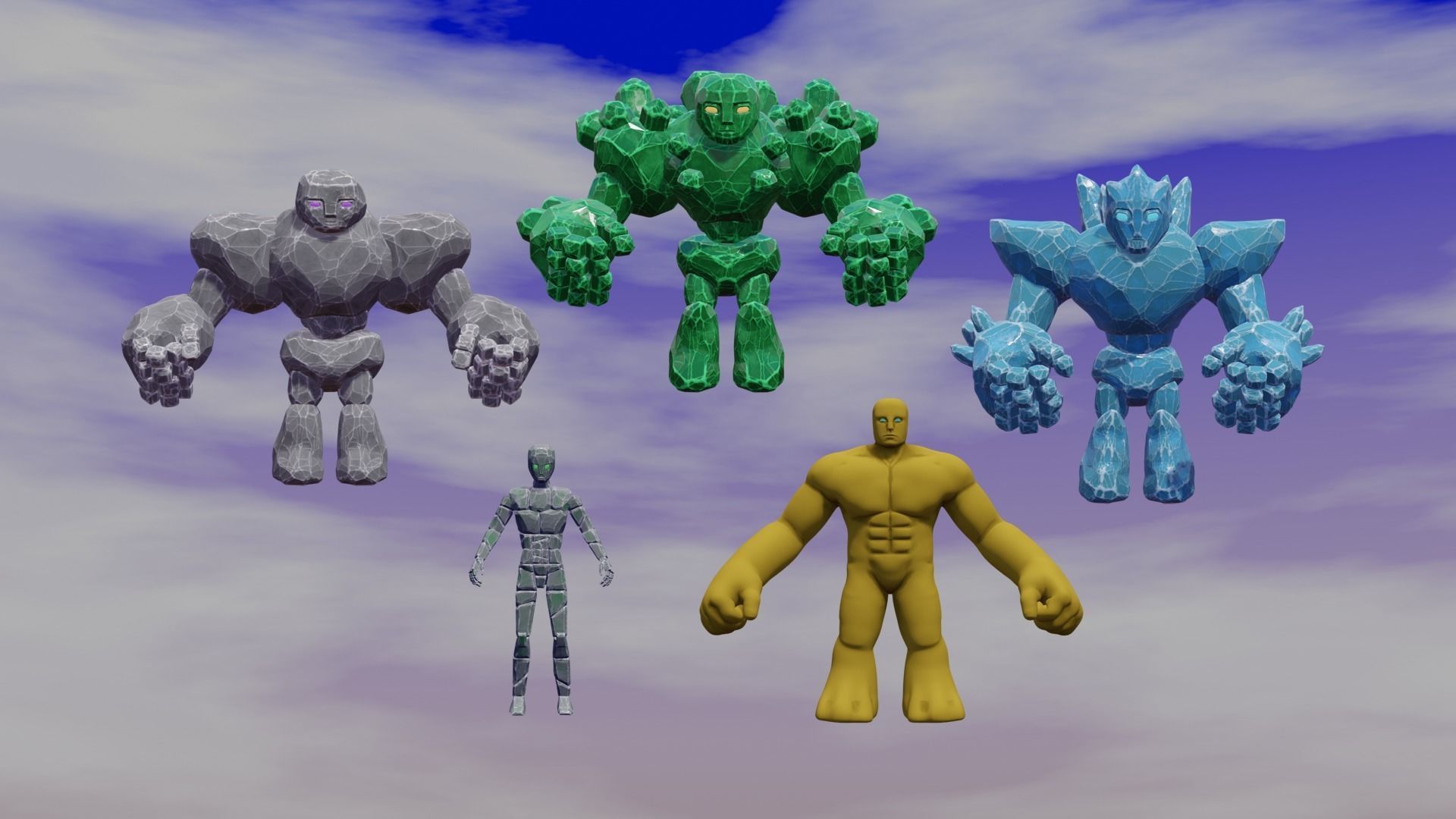 3D model Fantasy Characters 5 Golems VR / AR / low-poly | CGTrader