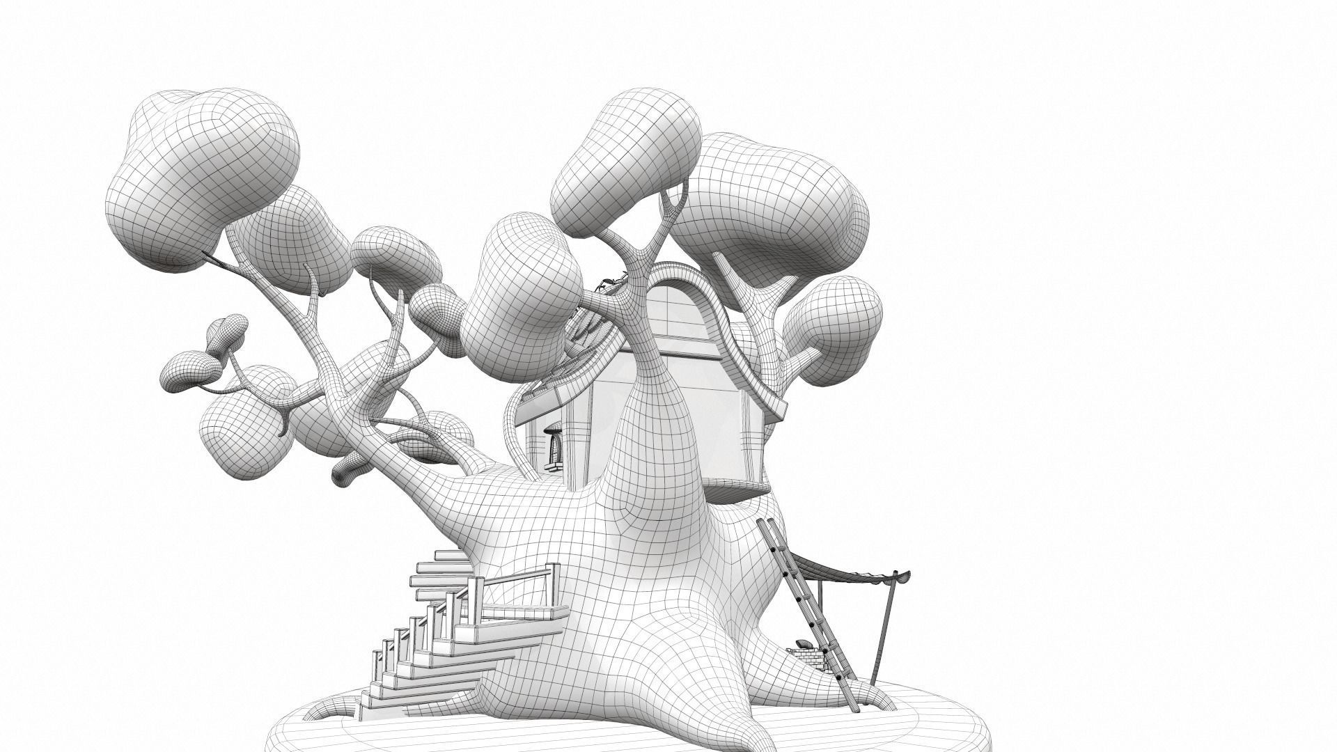 Cartoon tree house and props 3D model | CGTrader