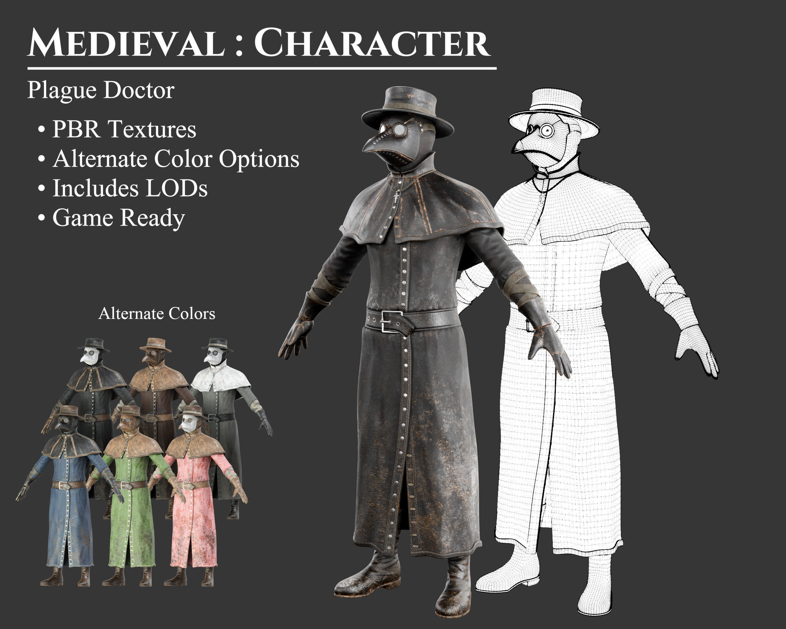 3D model Medieval Character Plague Doctor VR / AR / low-poly | CGTrader