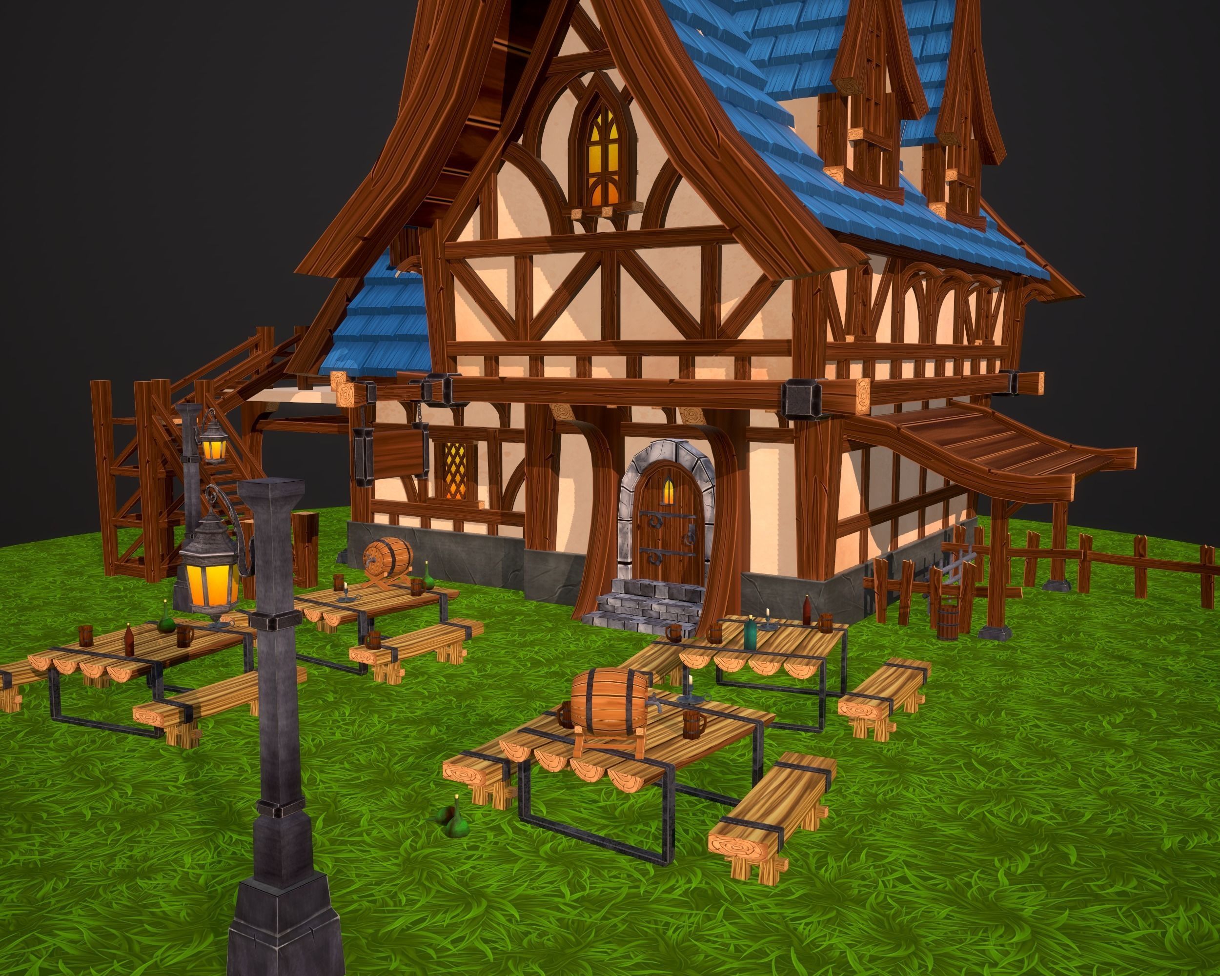 3D model Medieval Tavern - Fully Handpainted 3D Model VR / AR / low ...