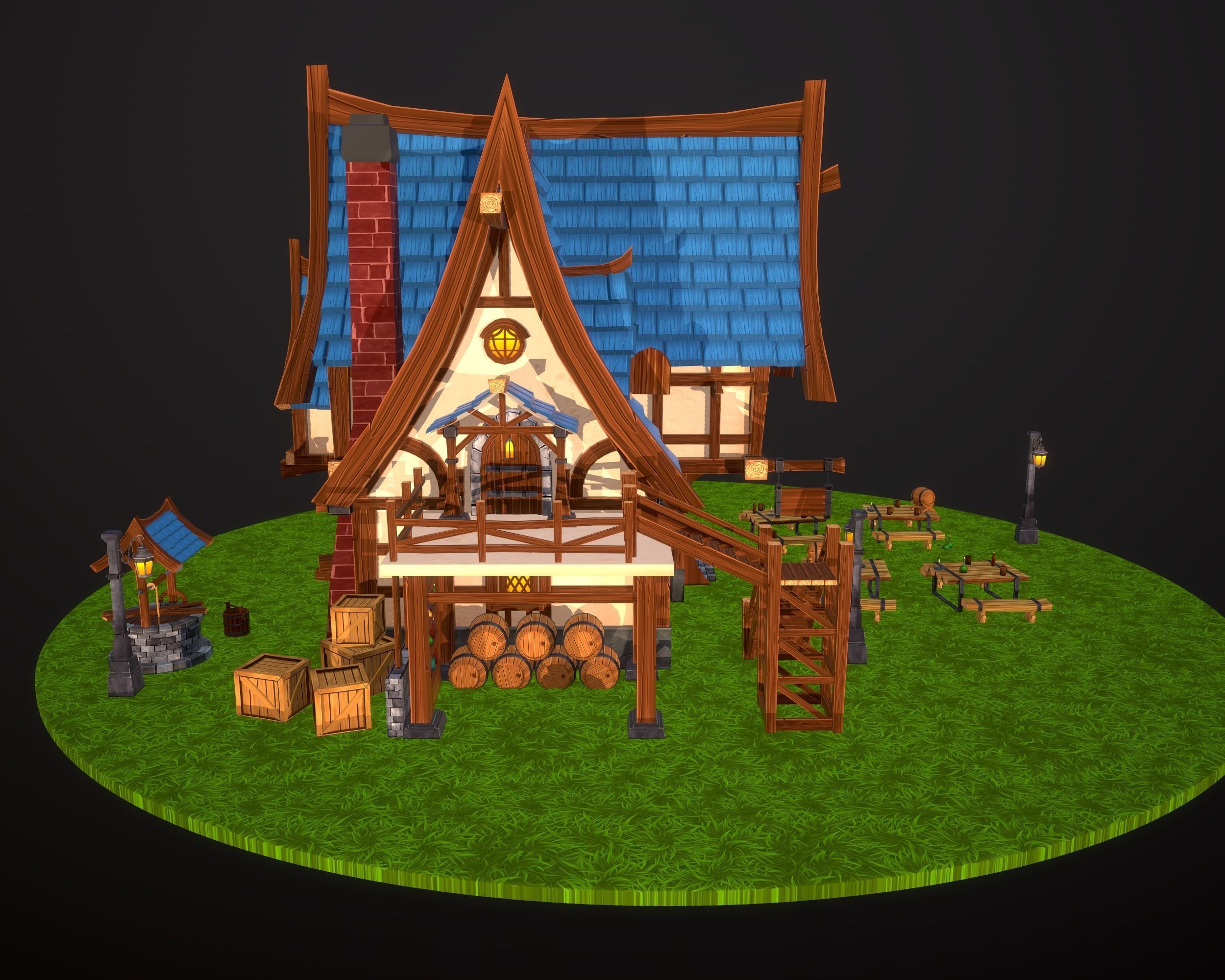 3D model Medieval Tavern - Fully Handpainted 3D Model VR / AR / low ...