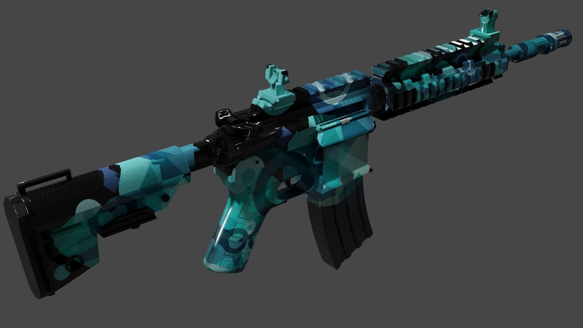 3D model m416 3D Model camouflage aeg rifle VR / AR / low-poly | CGTrader