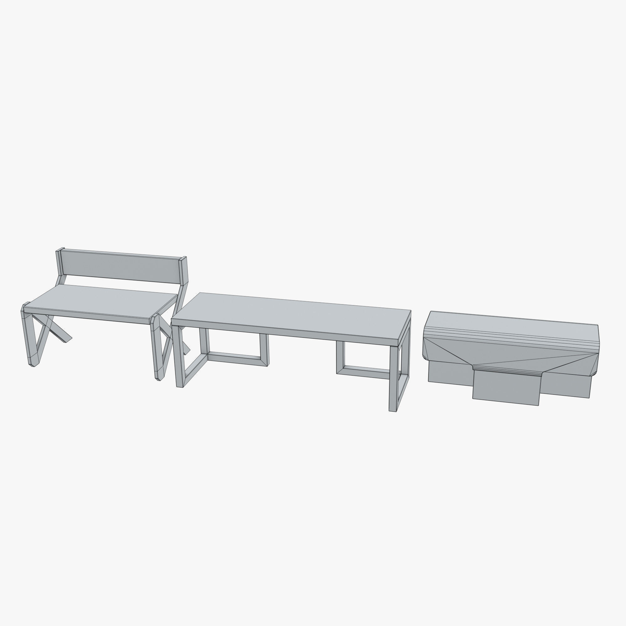 3D model Minimalistic Sci-Fi Tables and Chairs VR / AR / low-poly ...
