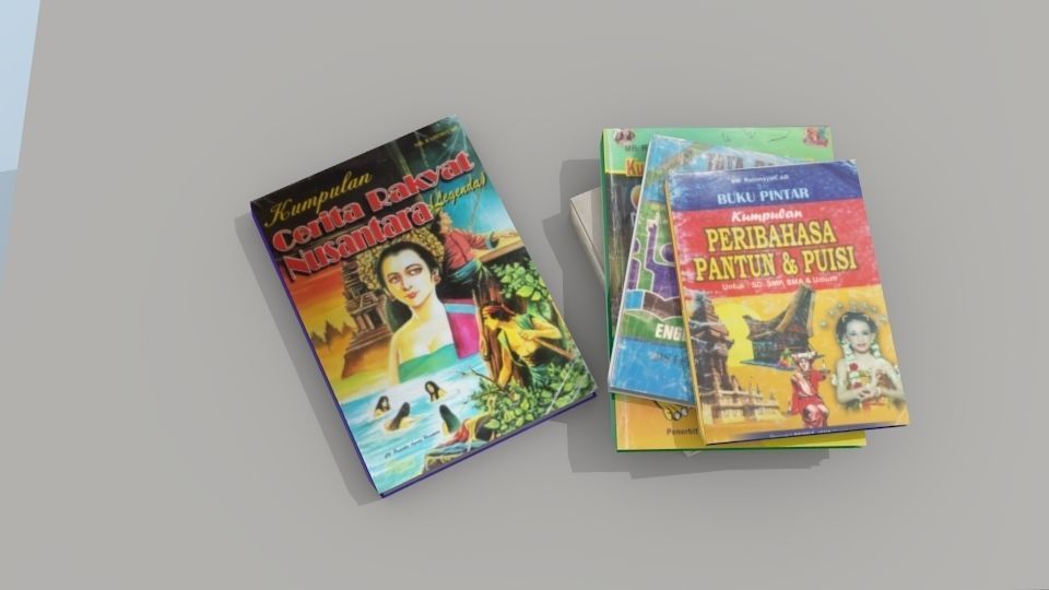 3D model Book set 3D model table with books VR / AR / low-poly | CGTrader