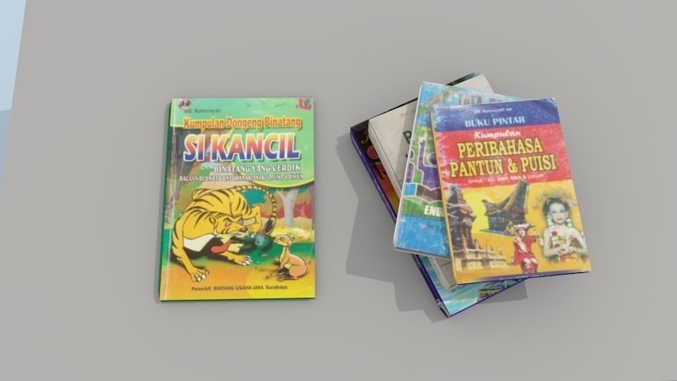 3D model Book set 3D model table with books VR / AR / low-poly | CGTrader