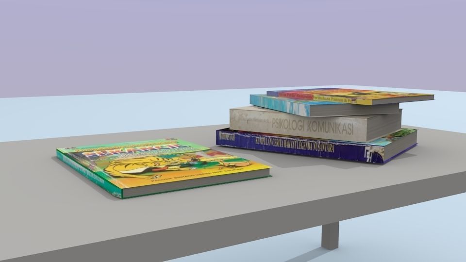 3D model Book set 3D model table with books VR / AR / low-poly | CGTrader