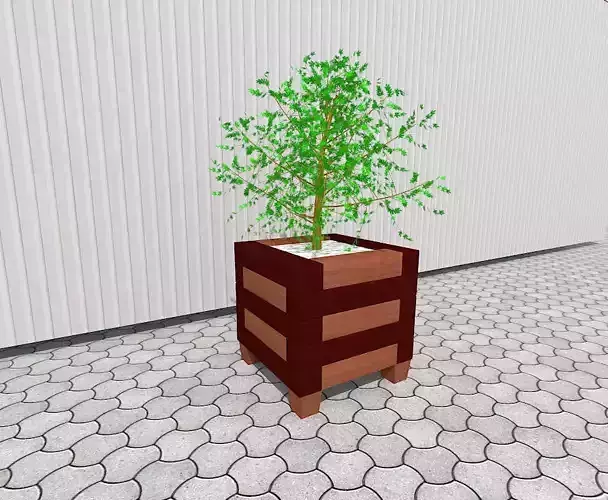 Wooden plant box 3D model | CGTrader