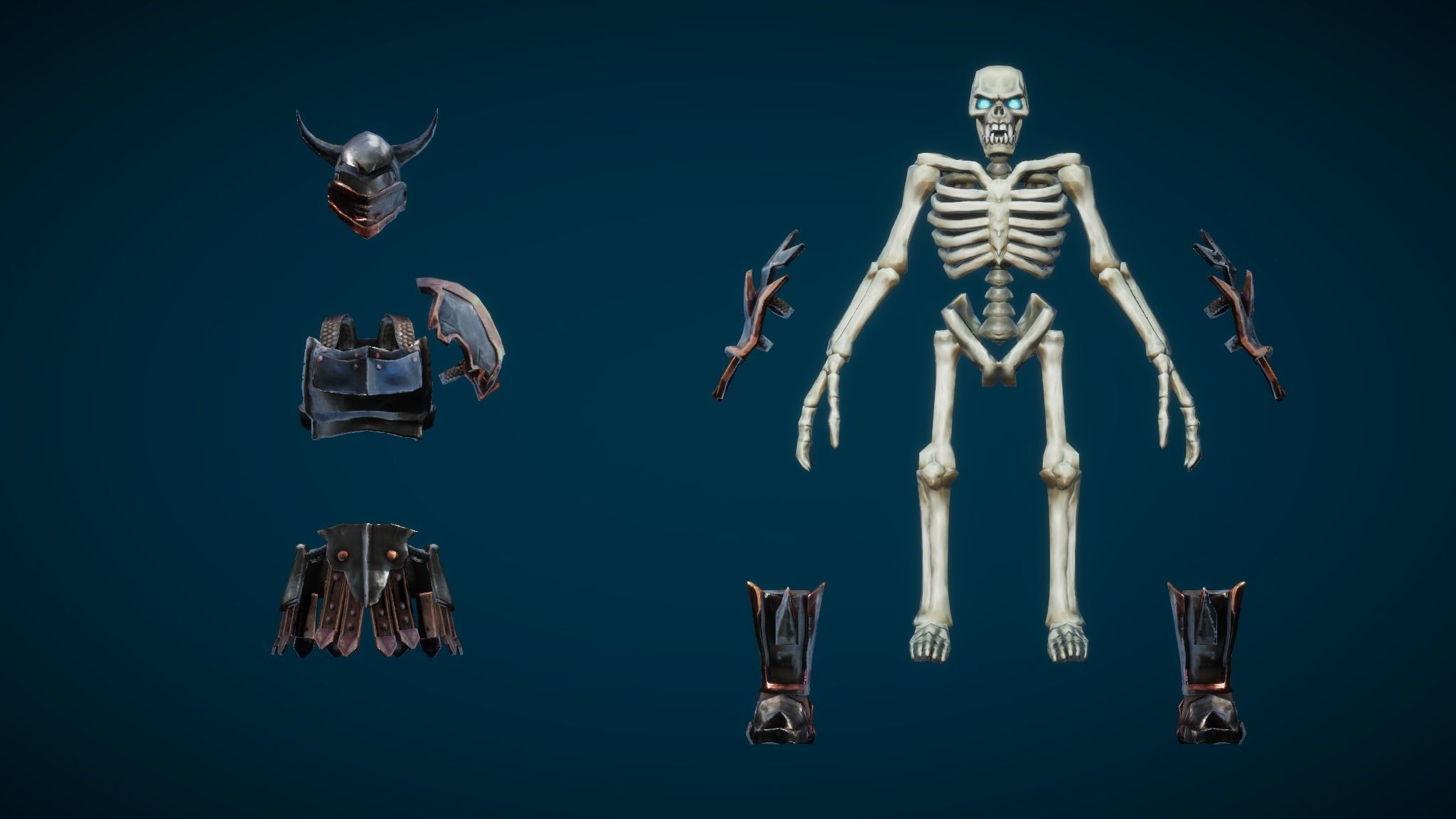 3D model Skeleton Warrior With Two-Handed Axe Tier2 VR / AR / low-poly ...