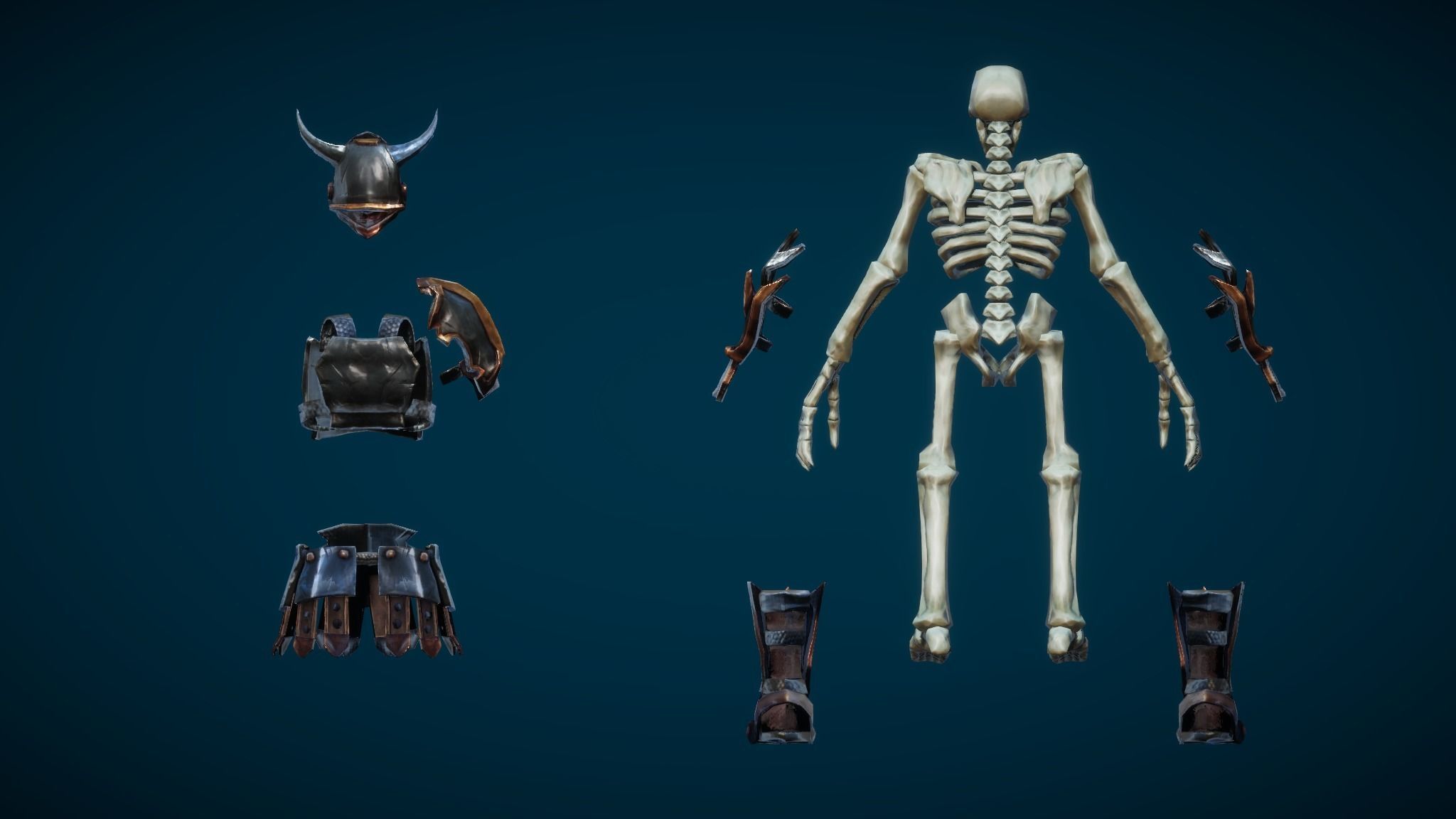 3D model Skeleton Warrior With Two-Handed Axe Tier2 VR / AR / low-poly ...