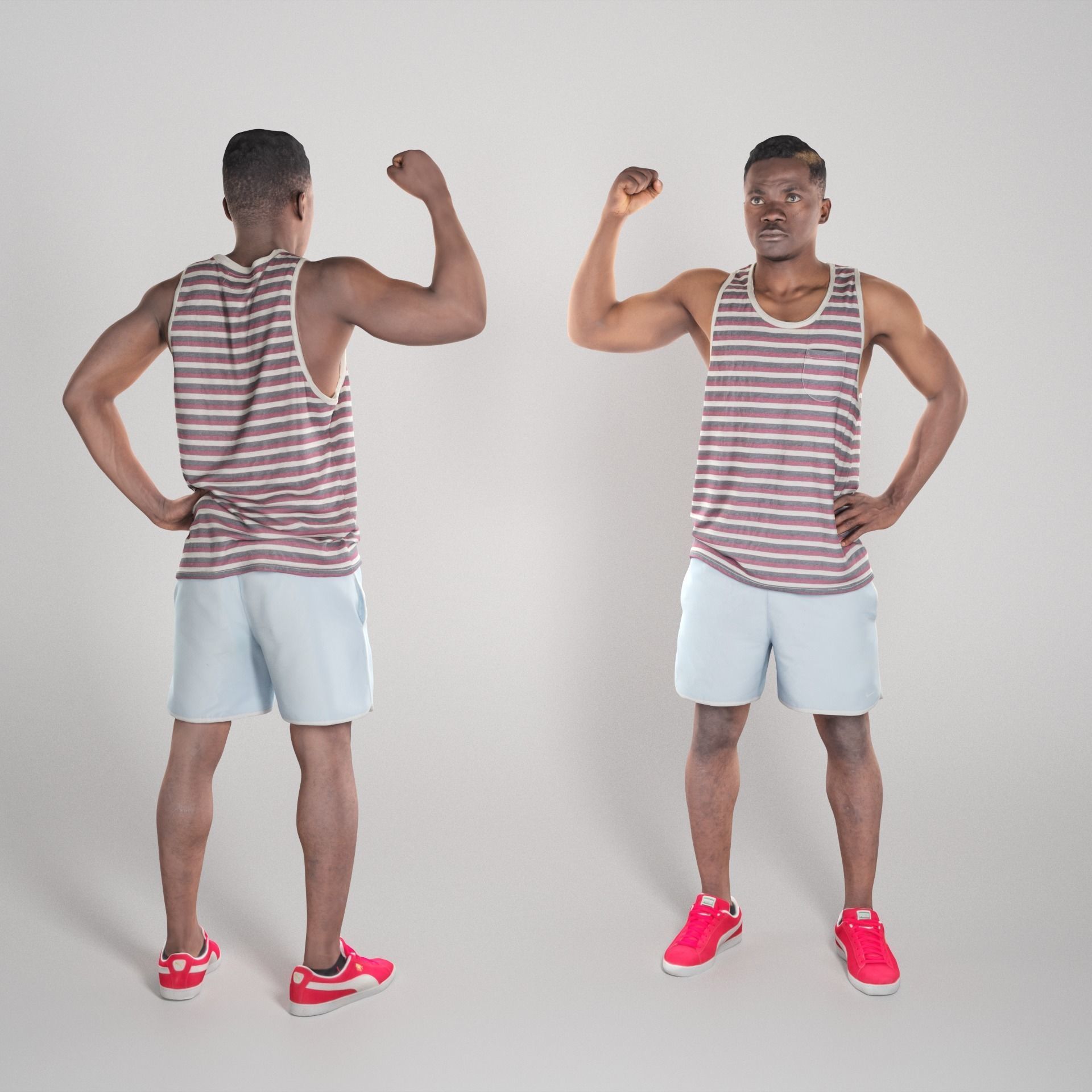 3D model Athletic young man demonstrating biceps 271 VR / AR / low-poly ...