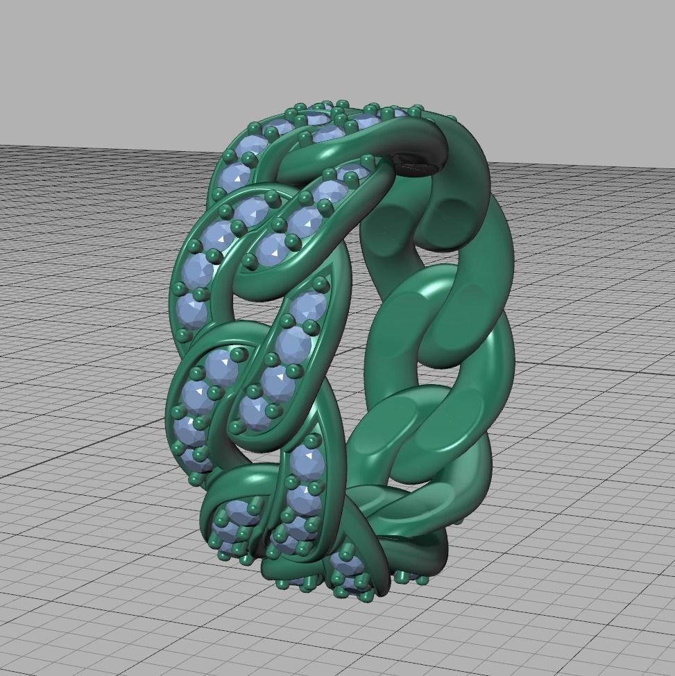 DIAMOND Cuban Link Heavy Chain Ring 9mm Wide 9US Size 3dmodel 3D model ...