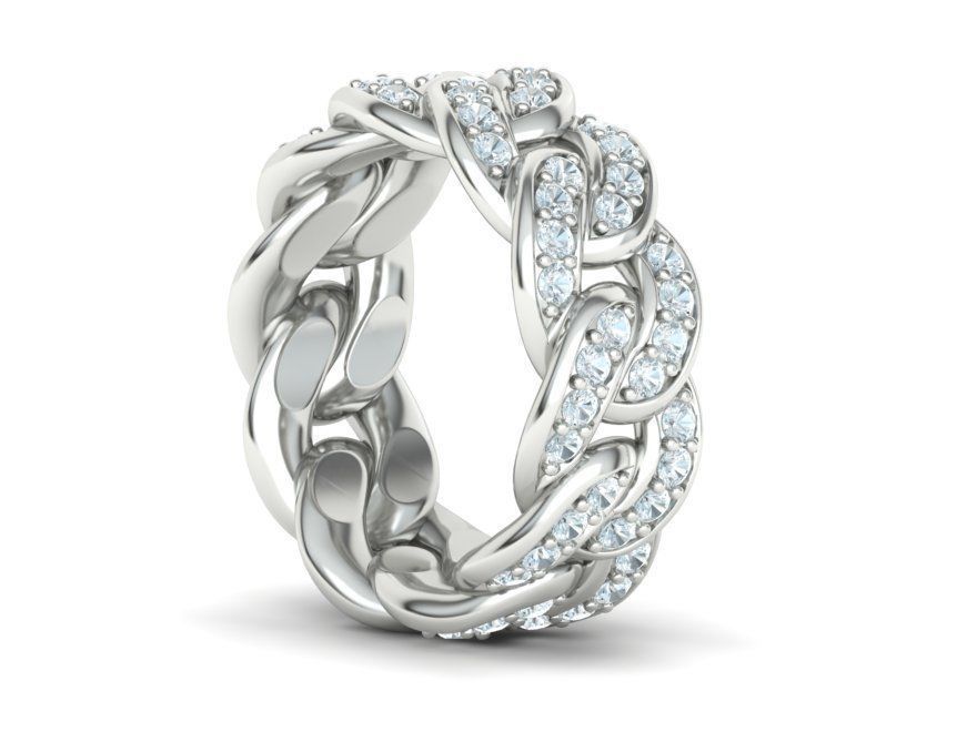 DIAMOND Cuban Link Heavy Chain Ring 9mm Wide 9US Size 3dmodel 3D model ...