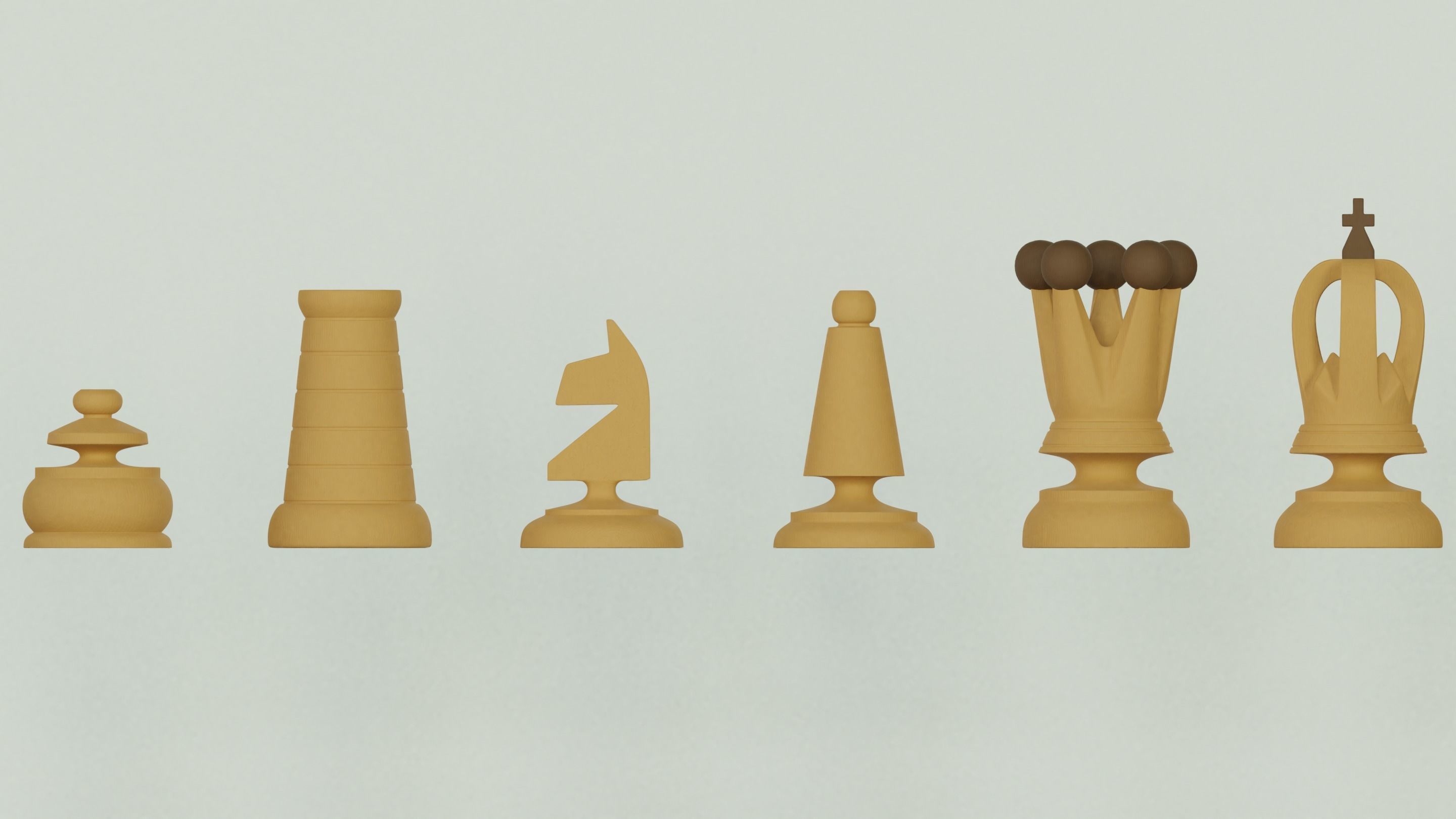 Wooden chess set 3D model | CGTrader