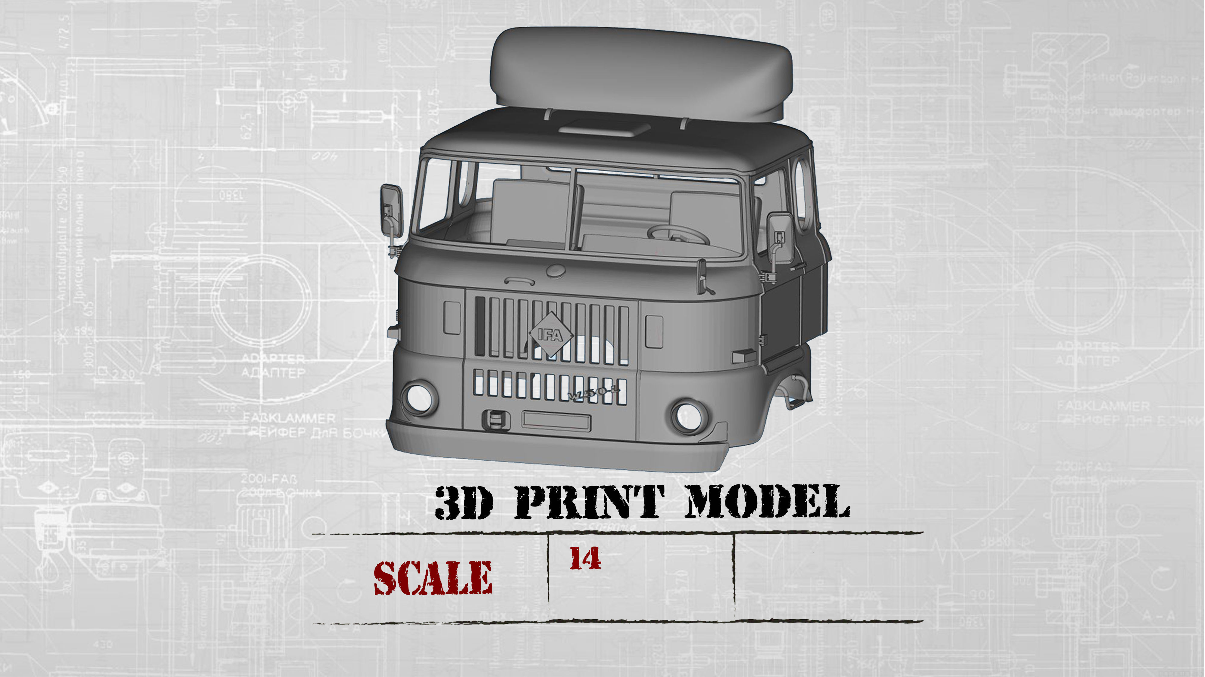 IFA W50 long cab SCALE custom rc body shells 3D model 3D printable ...