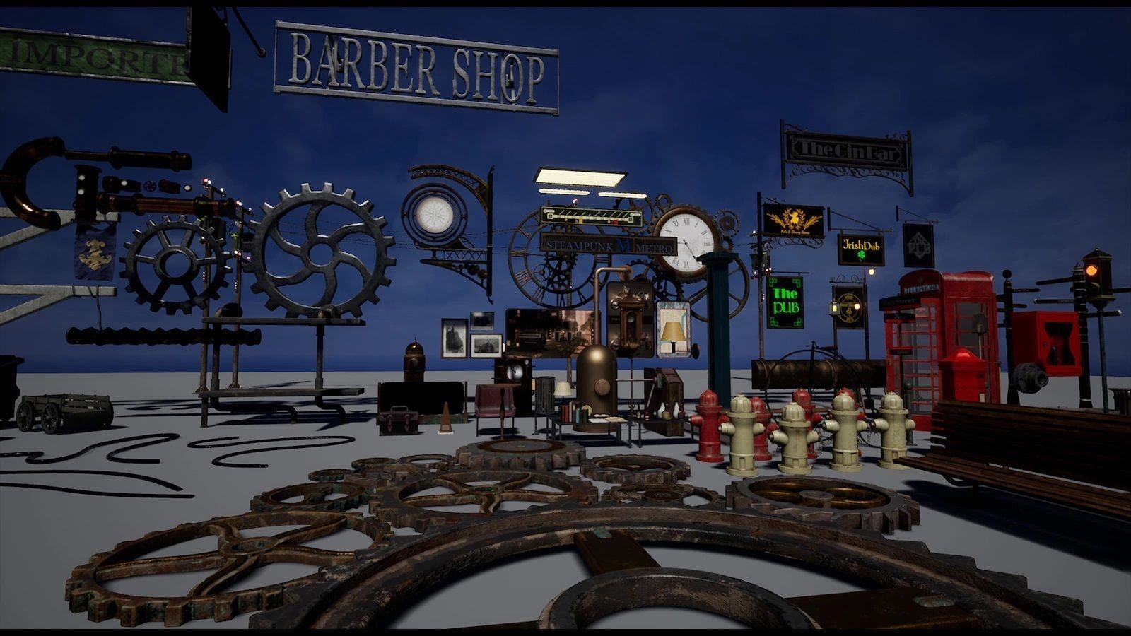 3D model Steampunk Victorian Props Set Both Interior and Exterior VR ...