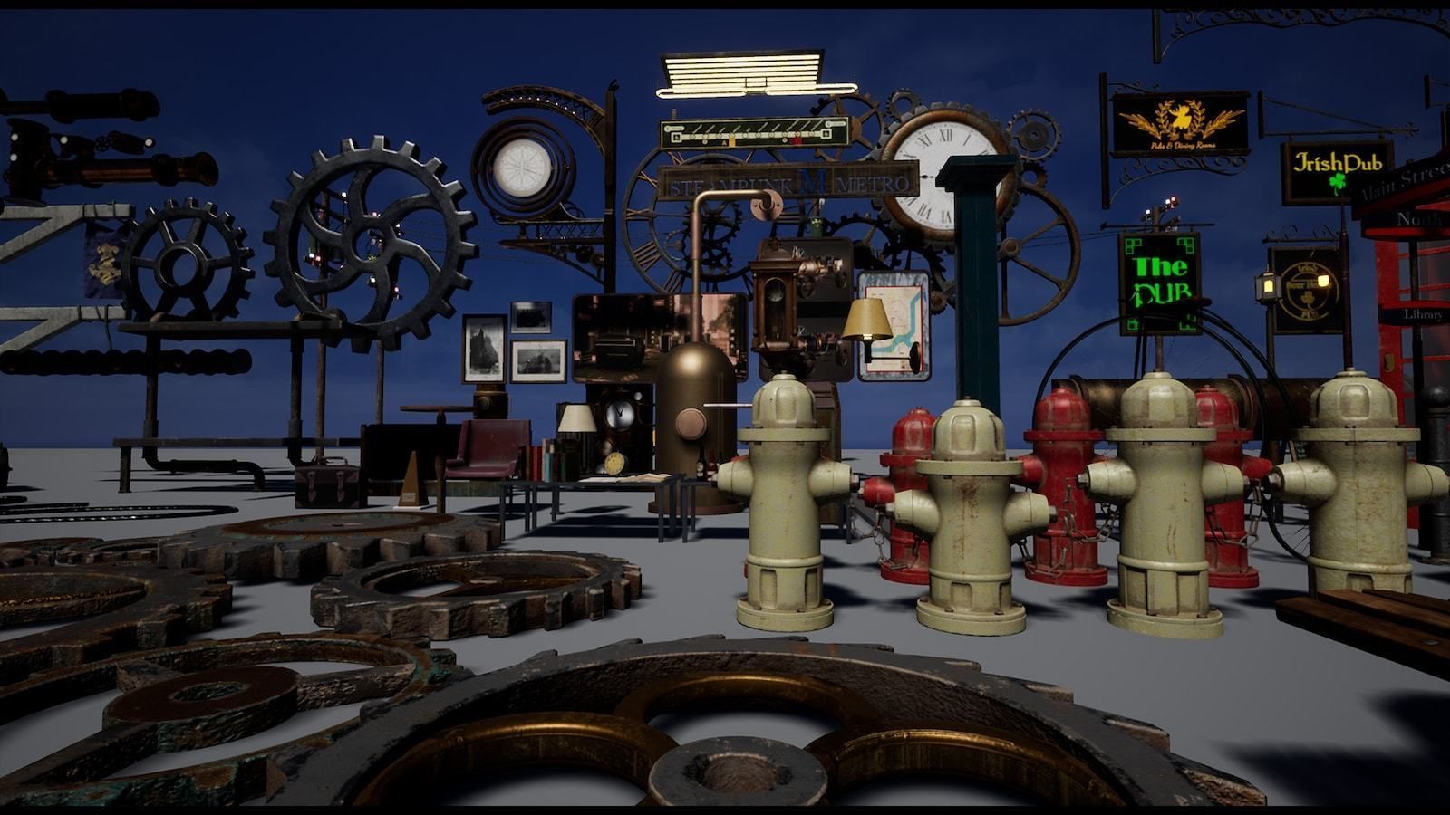 3D model Steampunk Victorian Props Set Both Interior and Exterior VR ...