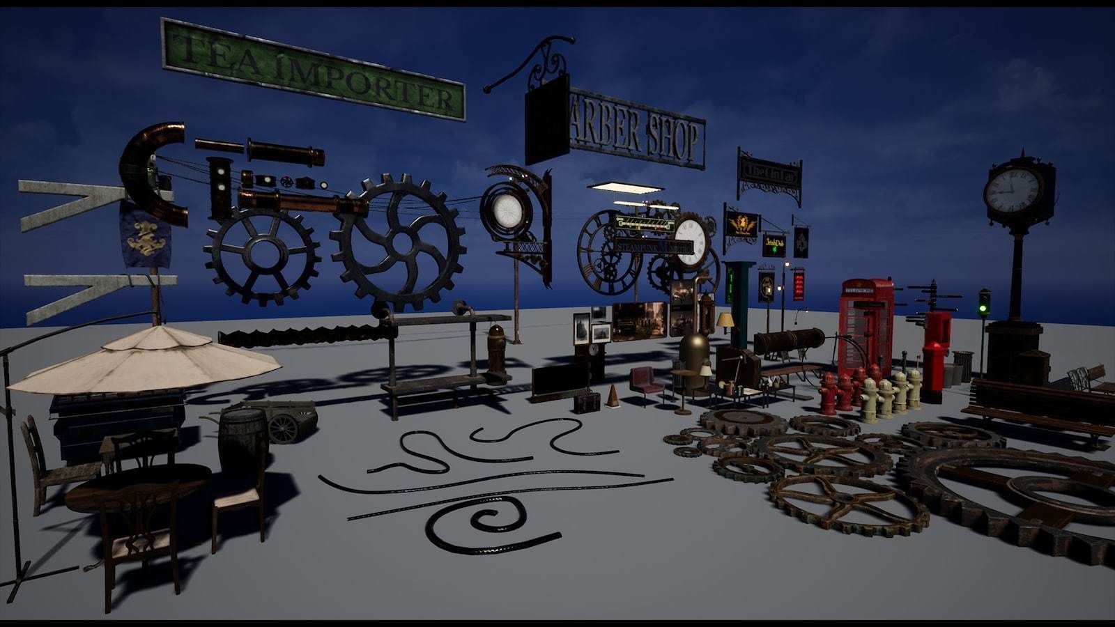 3D model Steampunk Victorian Props Set Both Interior and Exterior VR ...