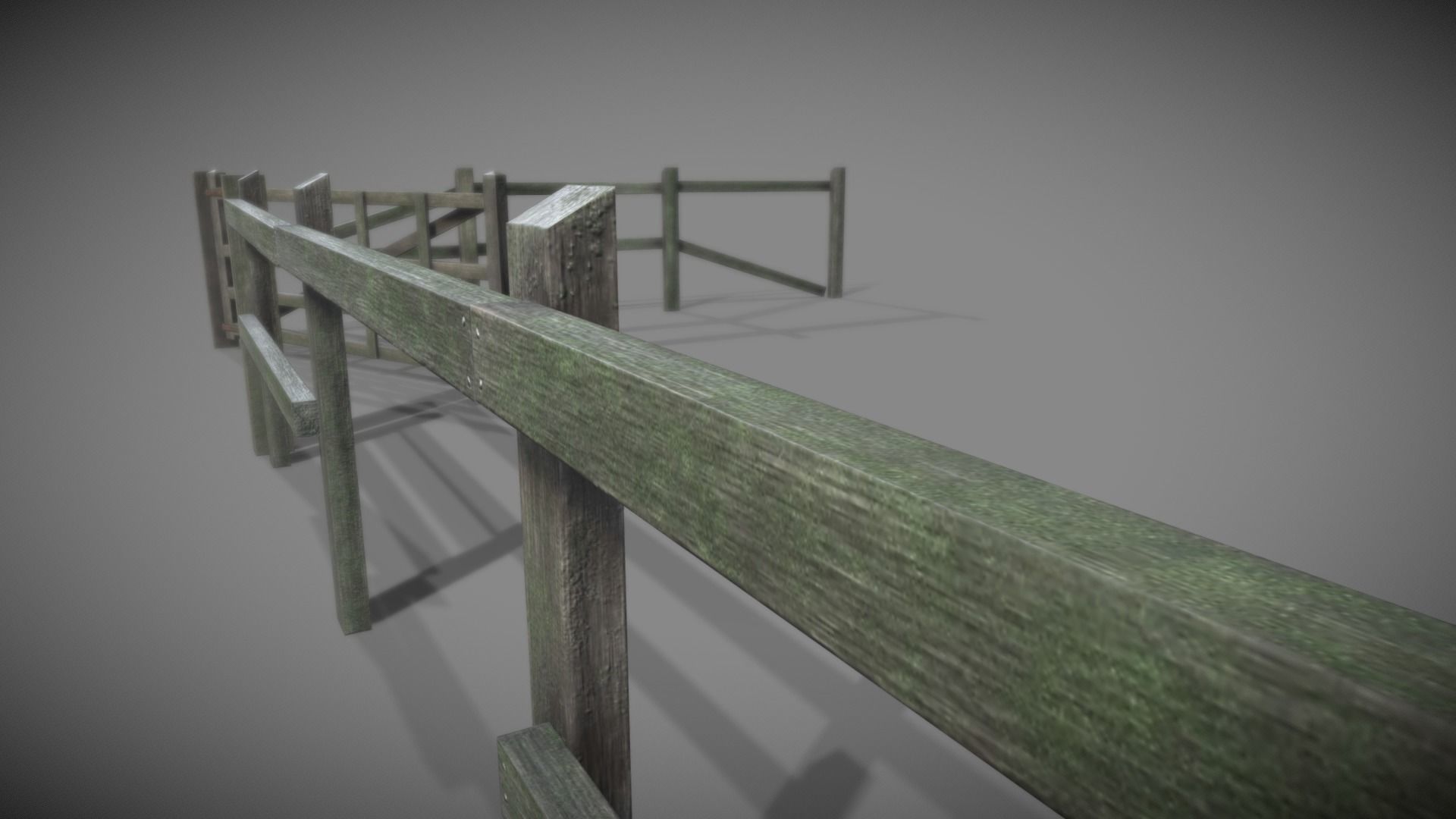 Low poly modular old wooden fence free VR / AR / low-poly 3D model ...