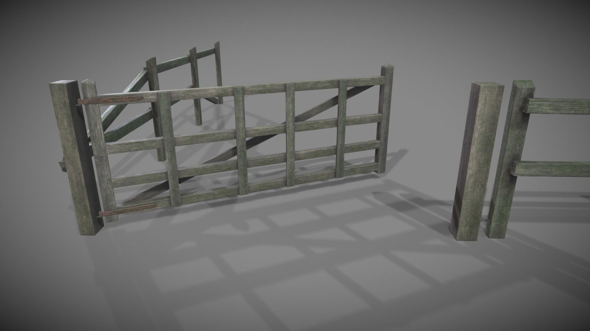 Low poly modular old wooden fence free VR / AR / low-poly 3D model ...