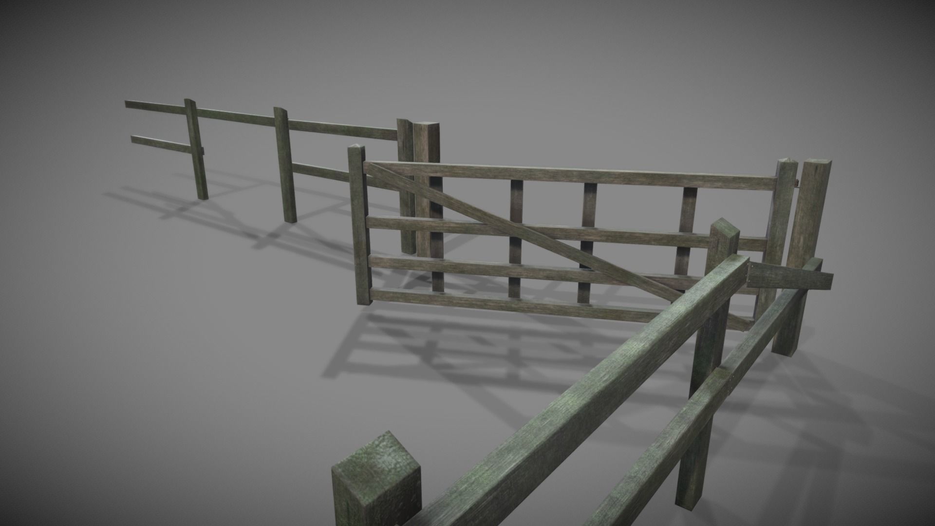 Low poly modular old wooden fence free VR / AR / low-poly 3D model ...