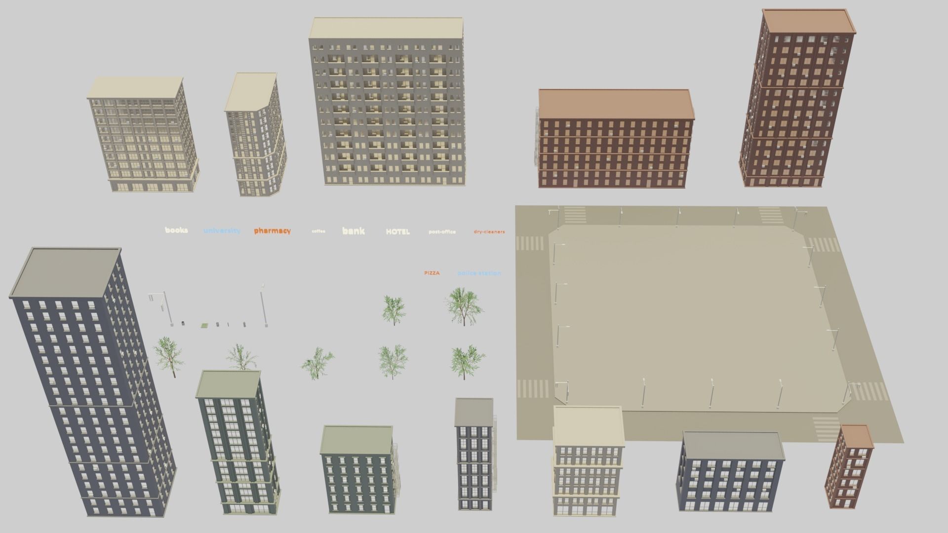 3D model Simple City VR / AR / low-poly | CGTrader