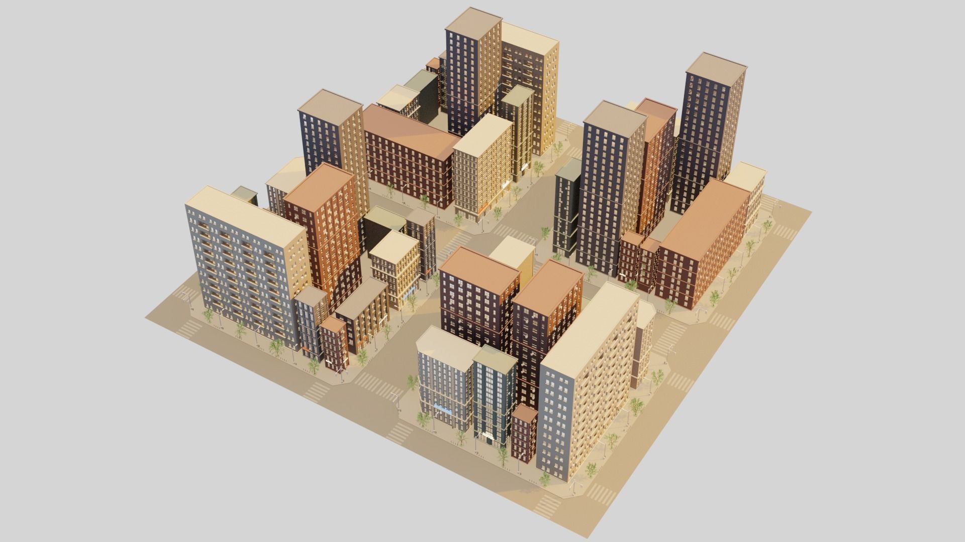 3D model Simple City VR / AR / low-poly | CGTrader