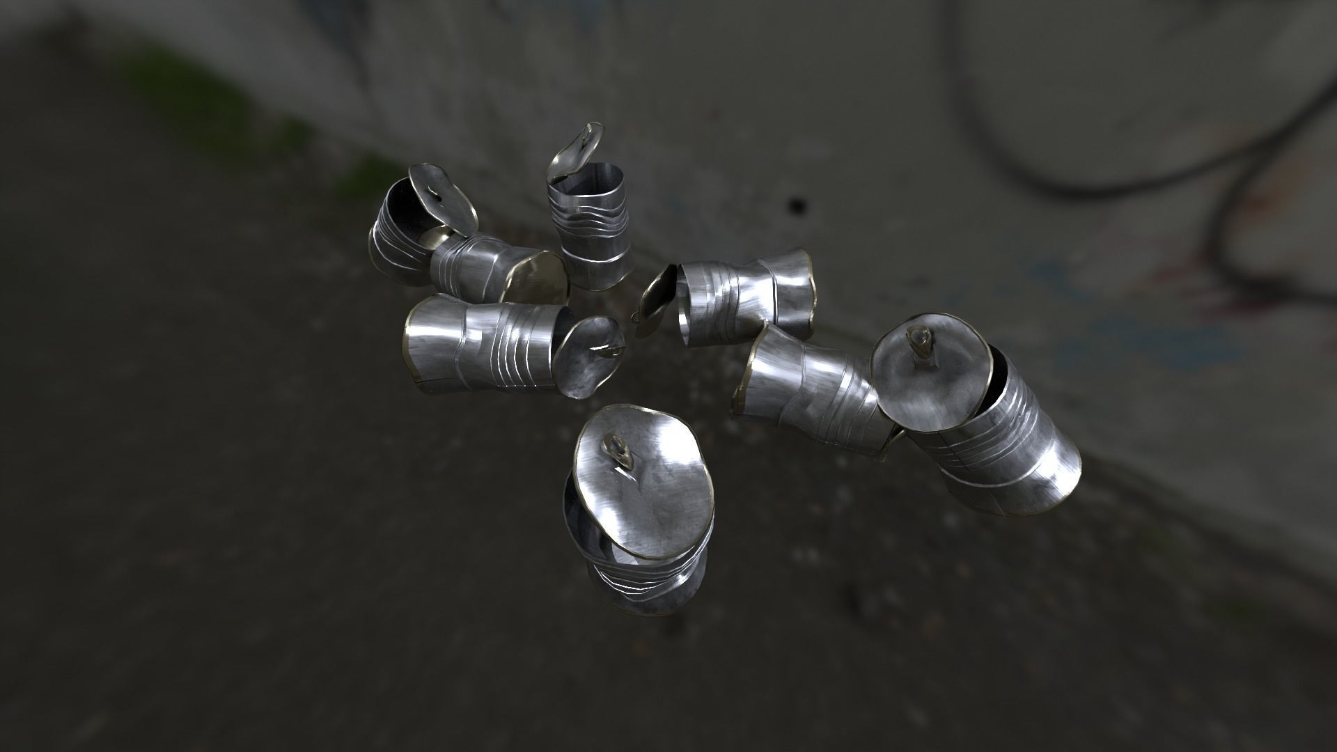 Can-squished cans in street free 3D model | CGTrader