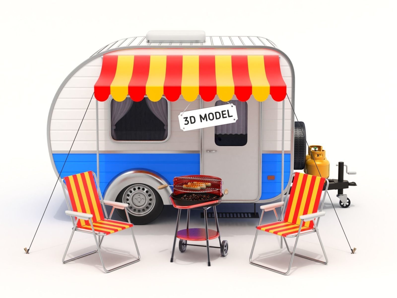 Camper Scene 3D model | CGTrader