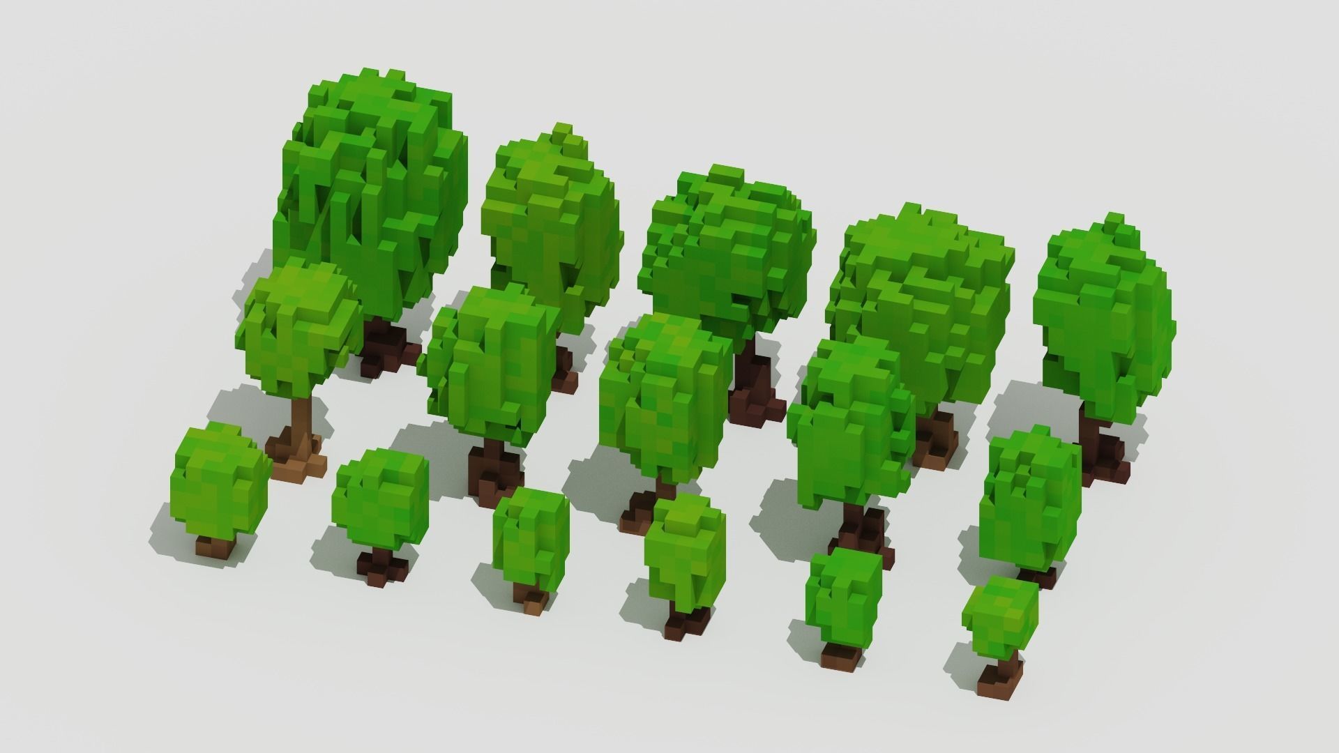 3D asset VR / AR ready Voxel Trees Pack | CGTrader