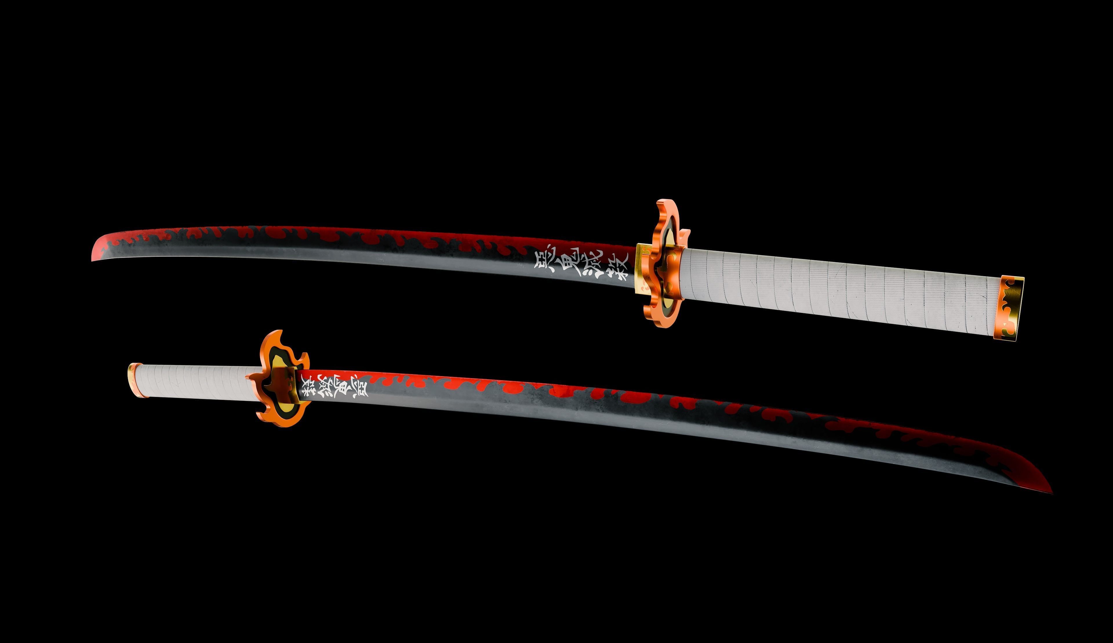 Demon Slayer - kyojuro Rengoku Katana 3D model | CGTrader