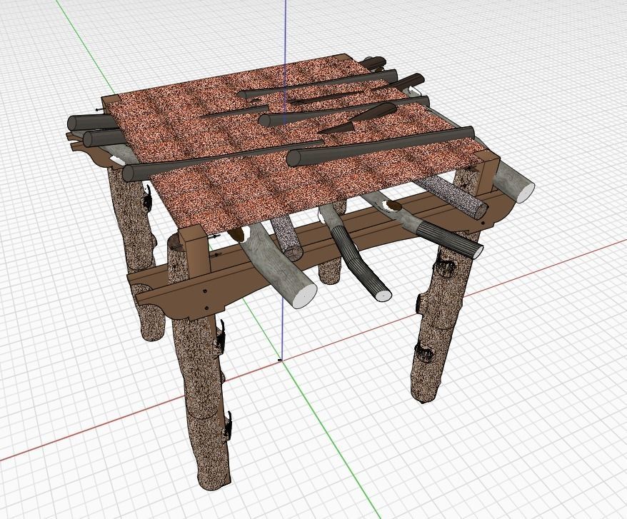 shade 2 tiled roof made of bricks and sticks free 3D model | CGTrader